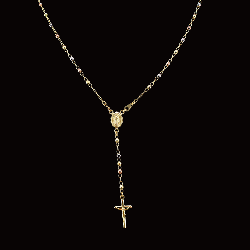 14K Tri Color Rosary Necklace – ICEBYAK