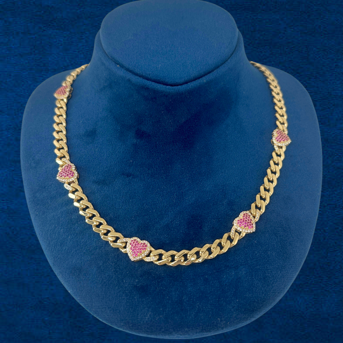 14K Pink Heart Cuban Chain – ICEBYAK